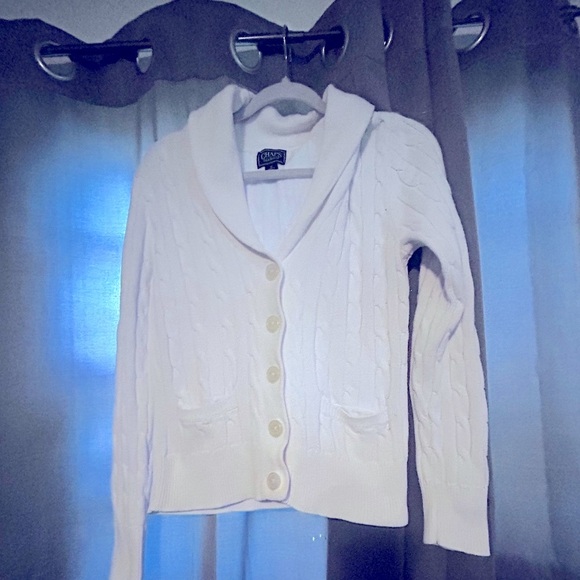 Chaps | Sweaters | Vintage Chaps White Cable Knit Buttonup Cardigan ...